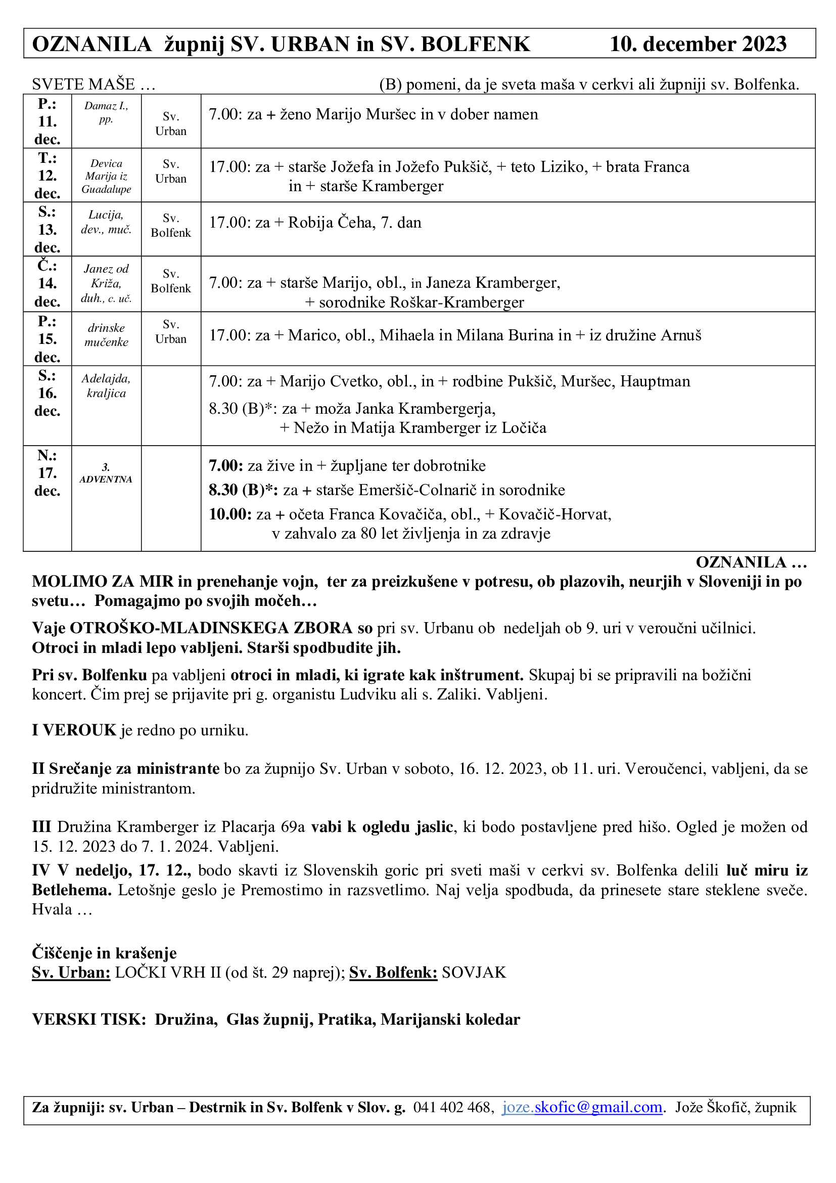 Župnija Sv. Urban ~ Destrnik