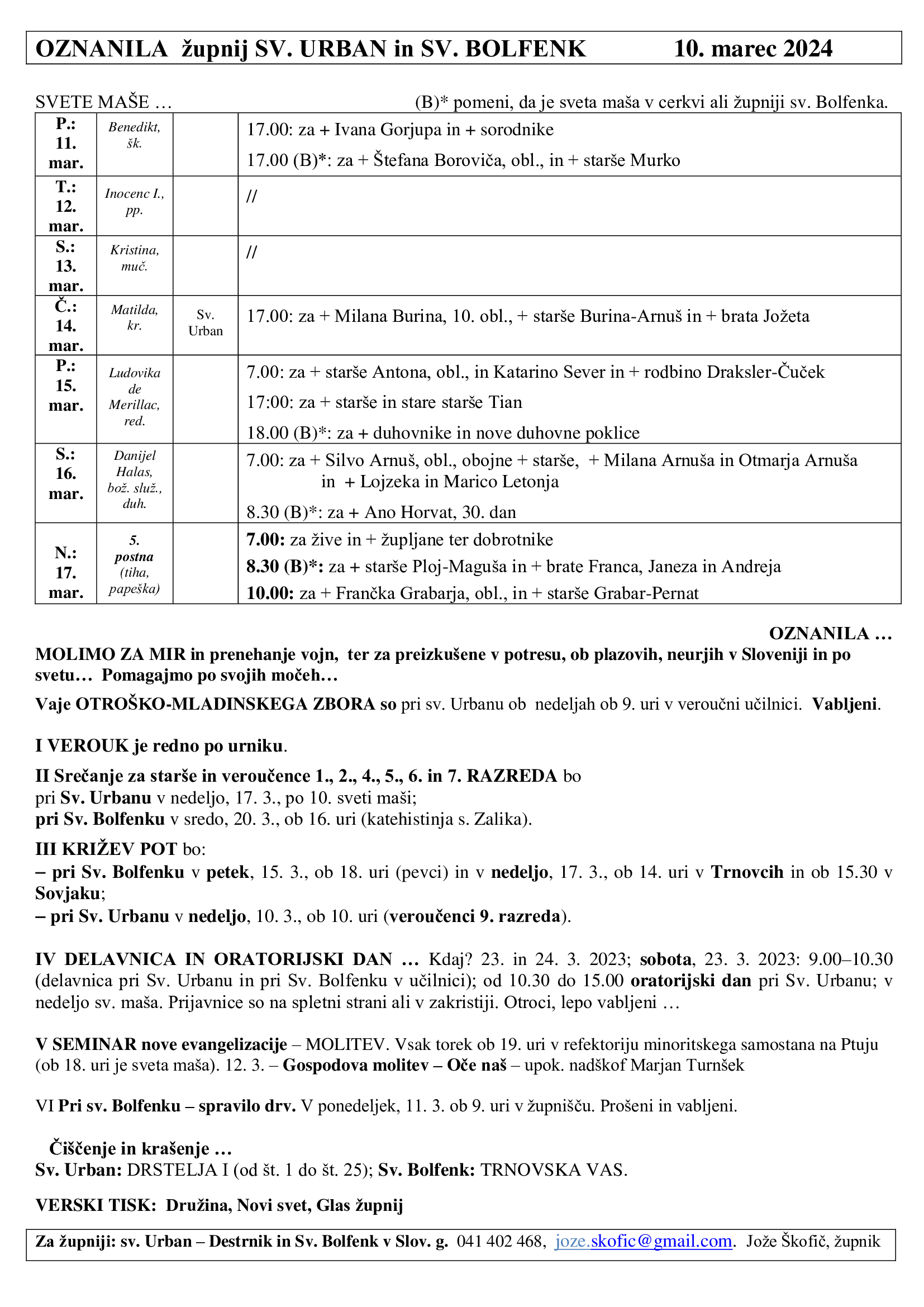 Župnija Sv. Urban ~ Destrnik