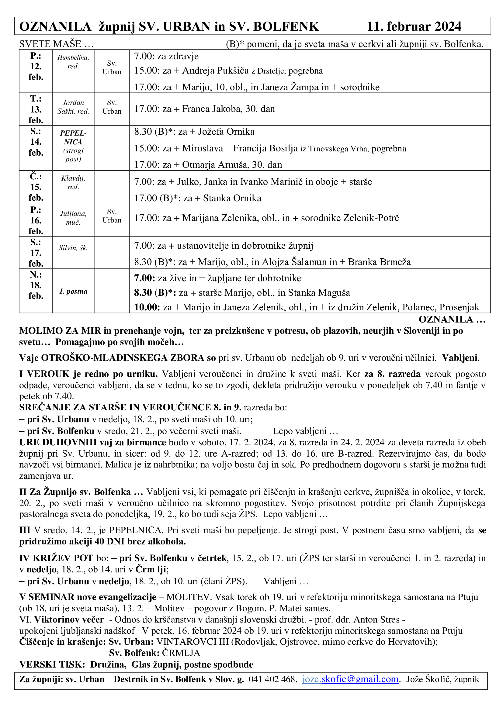 Župnija Sv. Urban ~ Destrnik