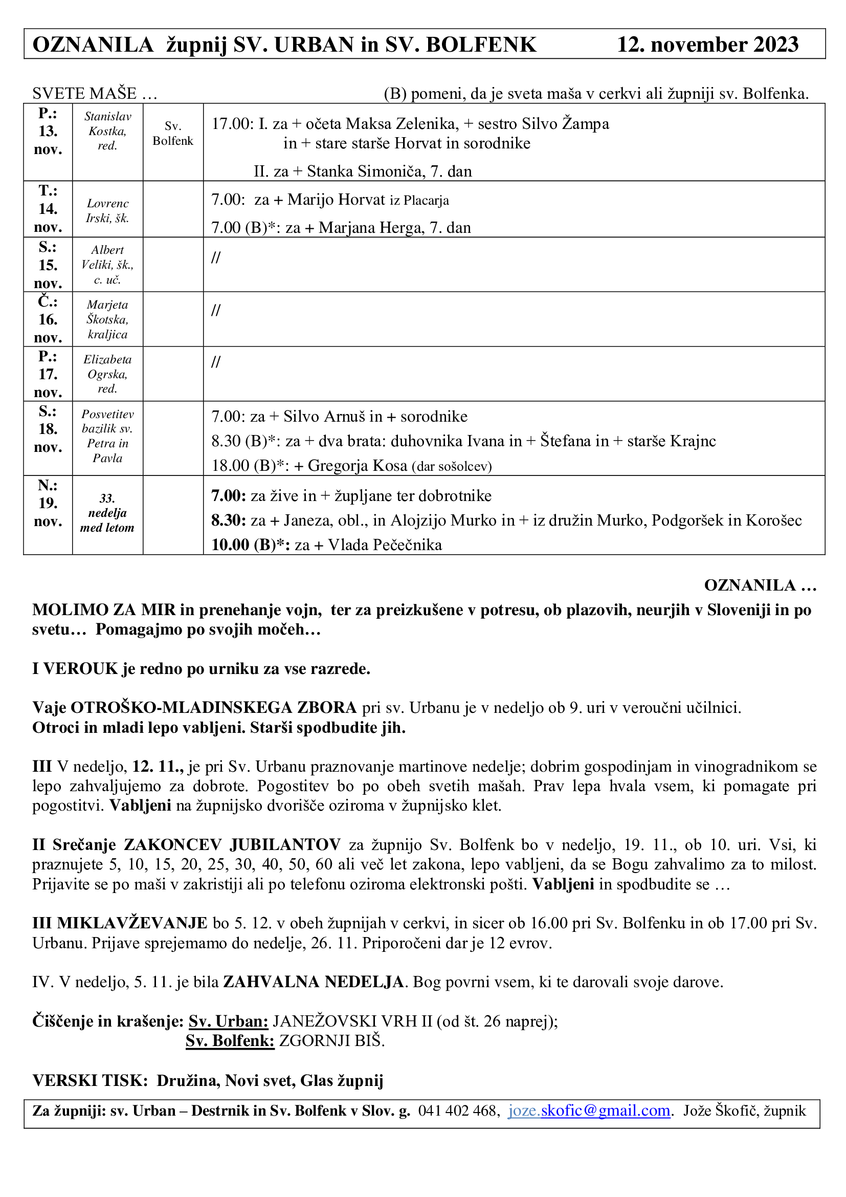 Župnija Sv. Urban ~ Destrnik