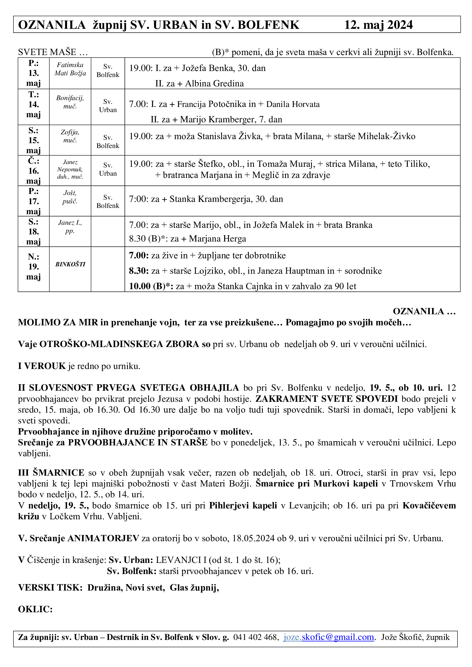 Župnija Sv. Urban ~ Destrnik