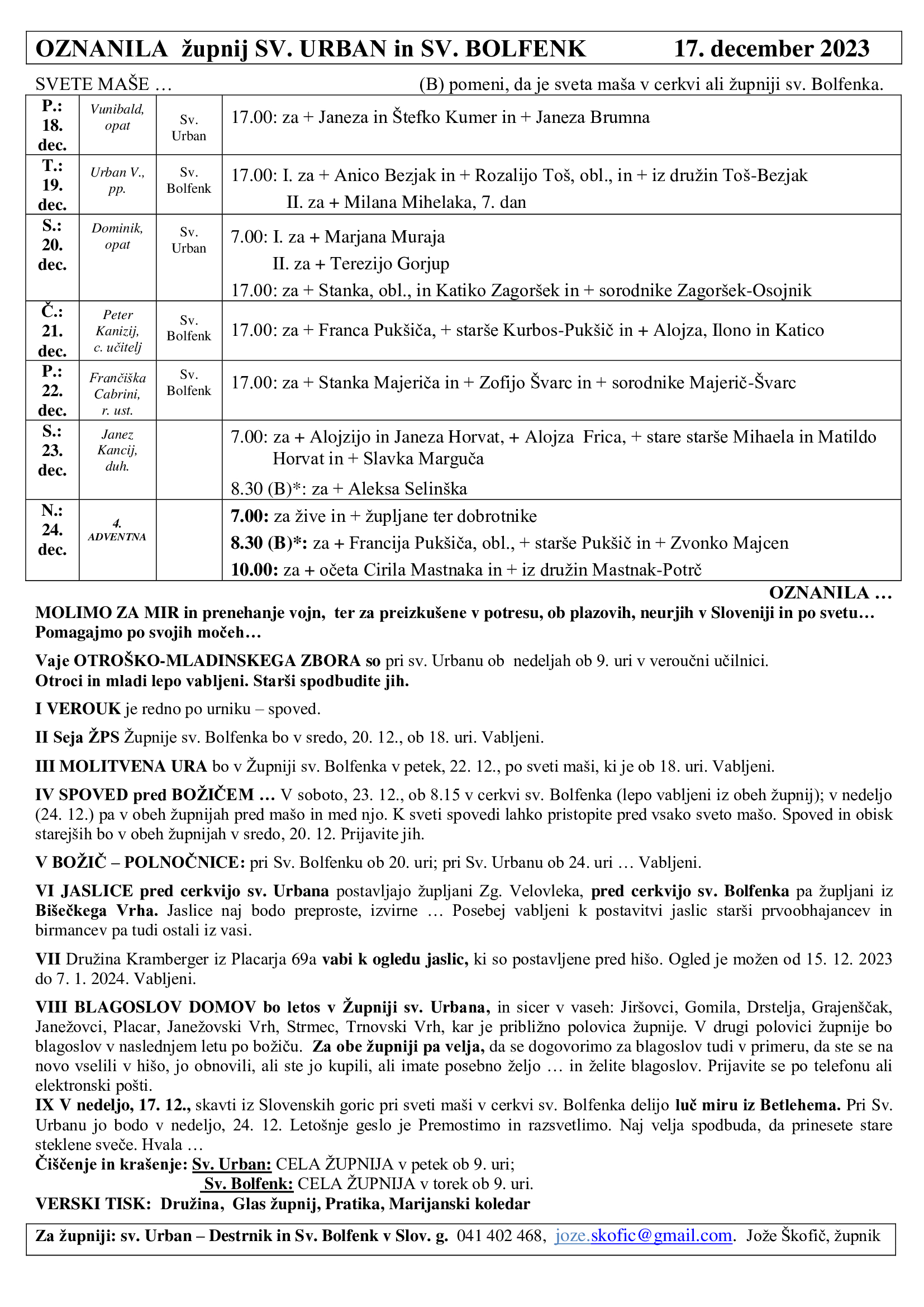 Župnija Sv. Urban ~ Destrnik