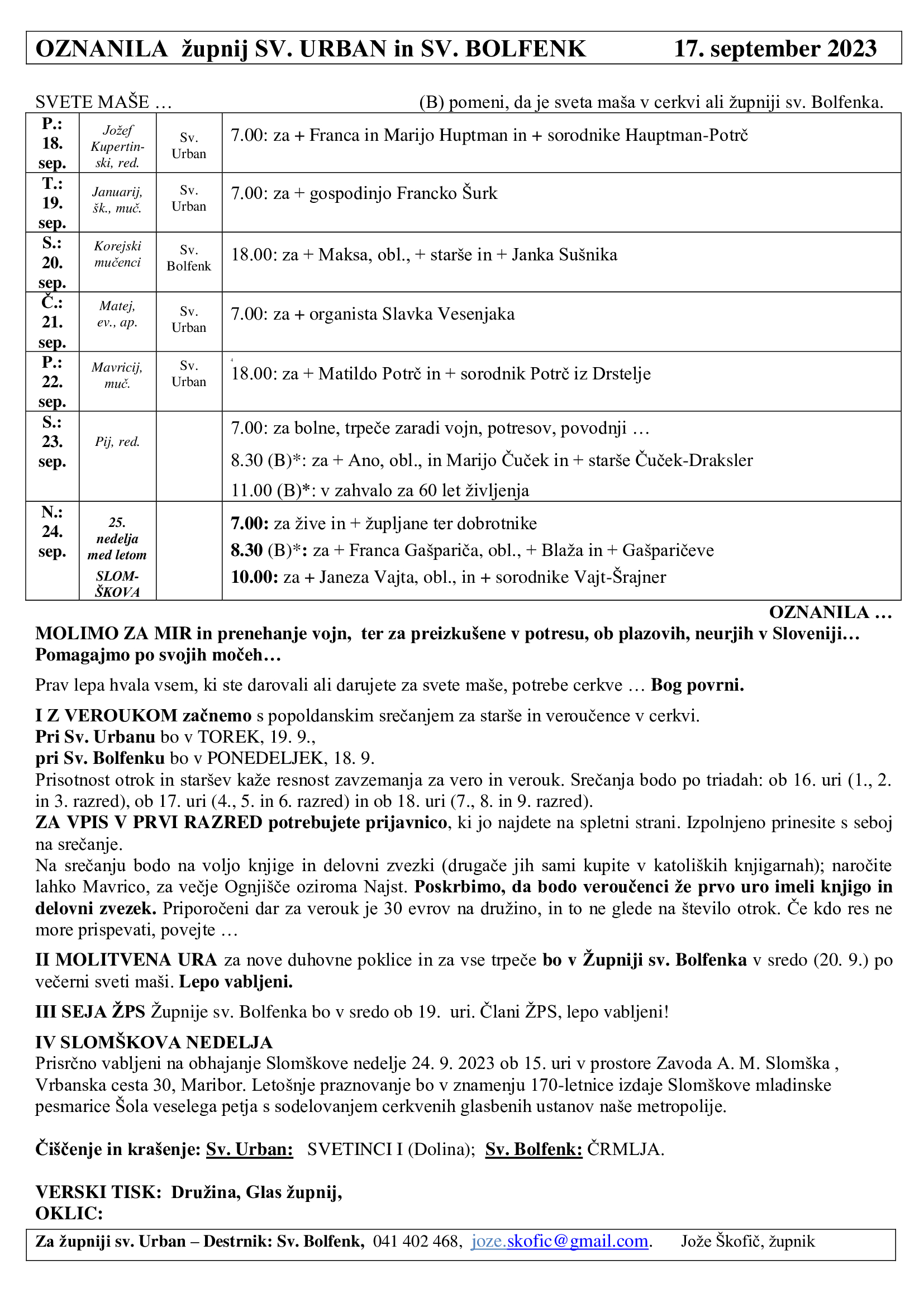 Župnija Sv. Urban ~ Destrnik