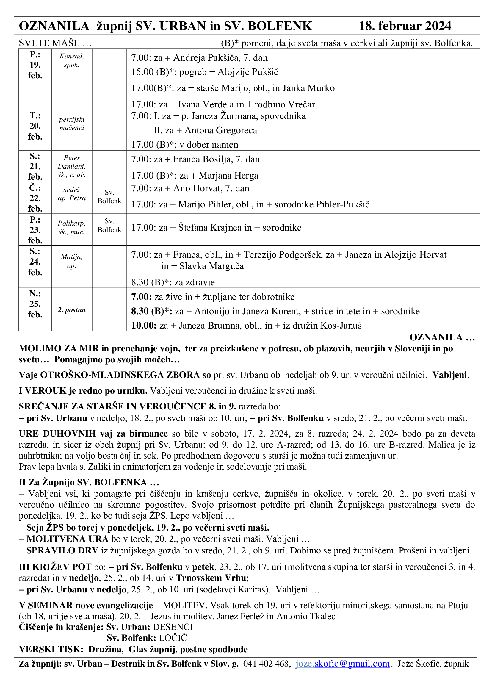 Župnija Sv. Urban ~ Destrnik