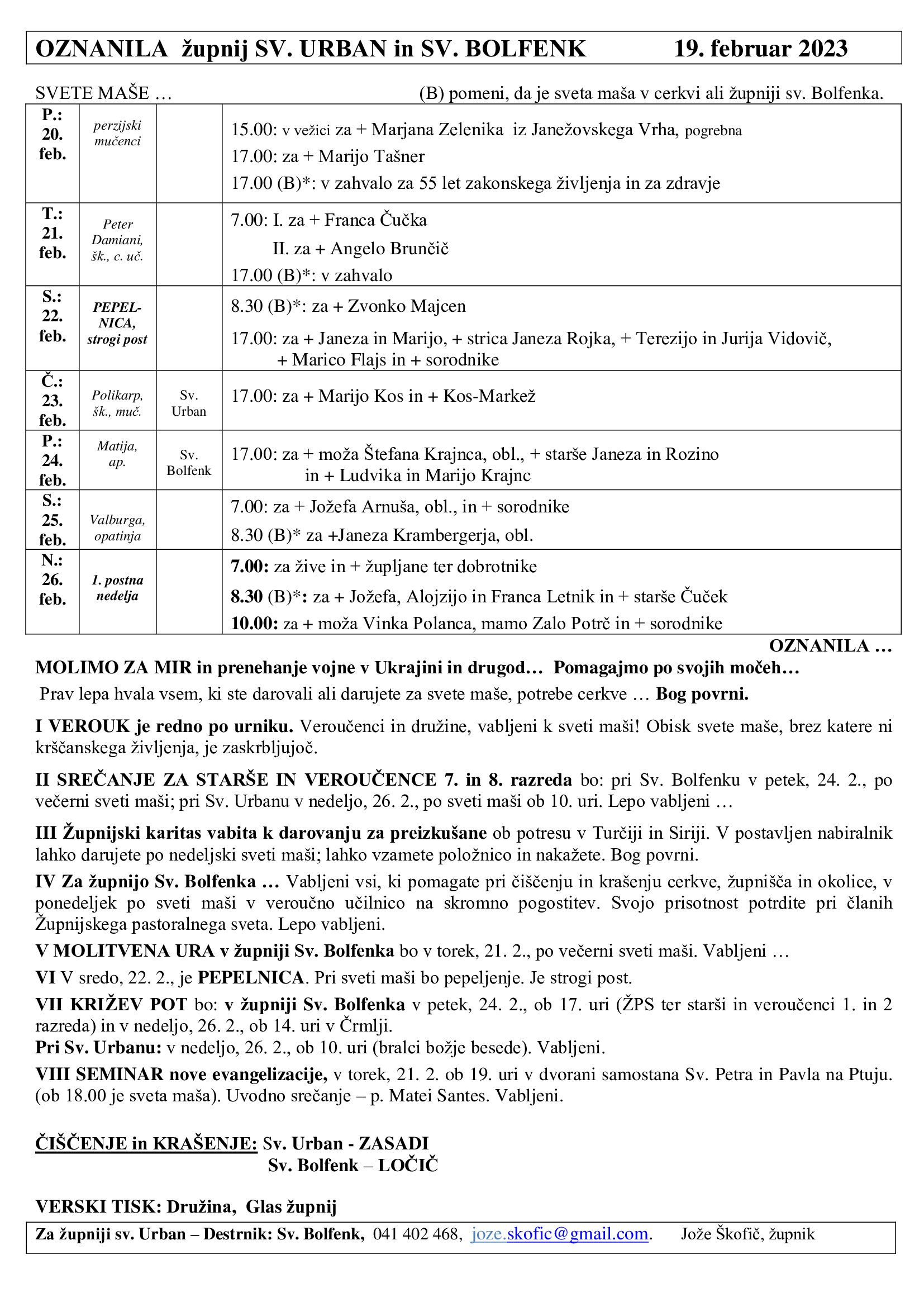 Župnija Sv. Urban ~ Destrnik