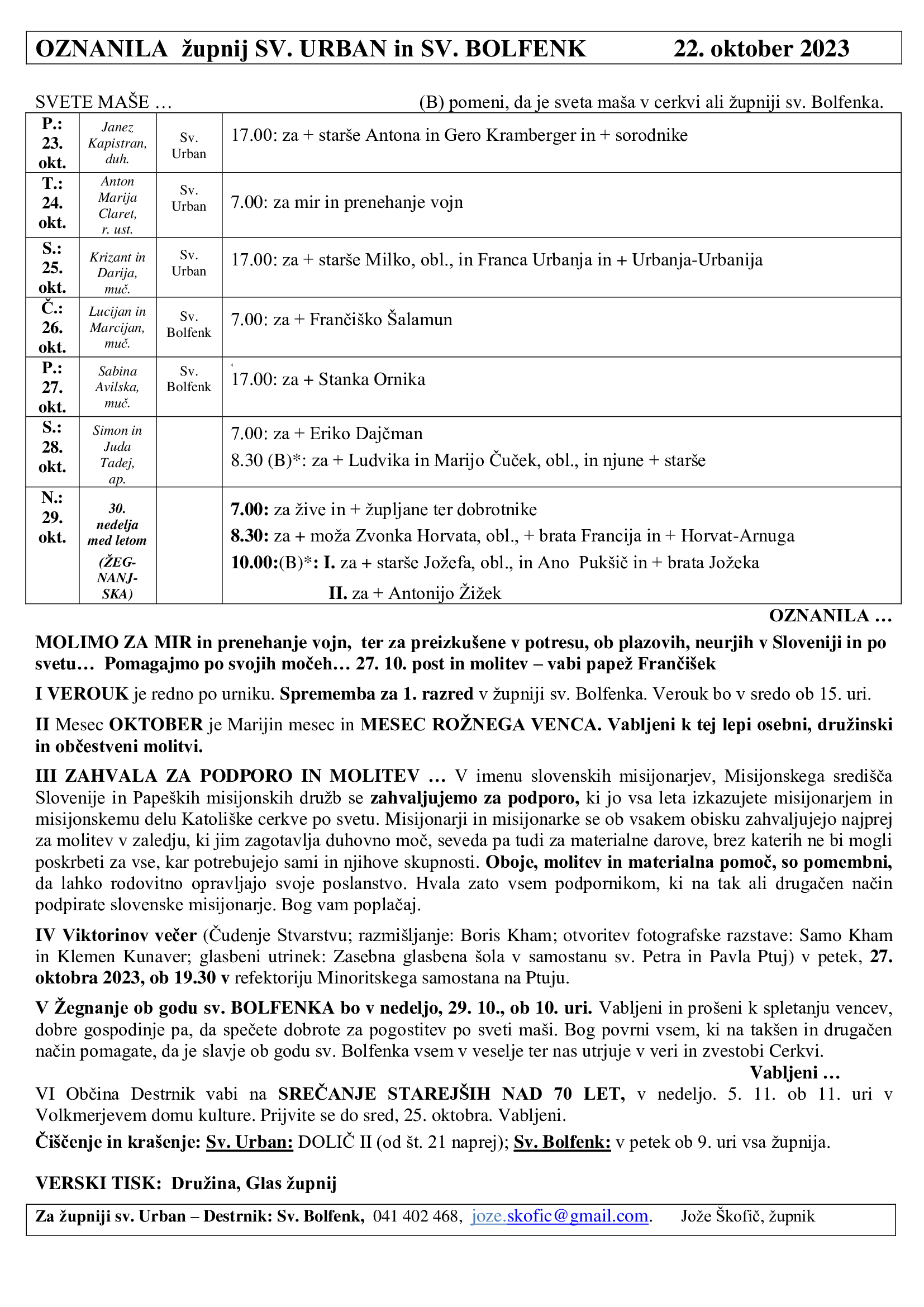 Župnija Sv. Urban ~ Destrnik