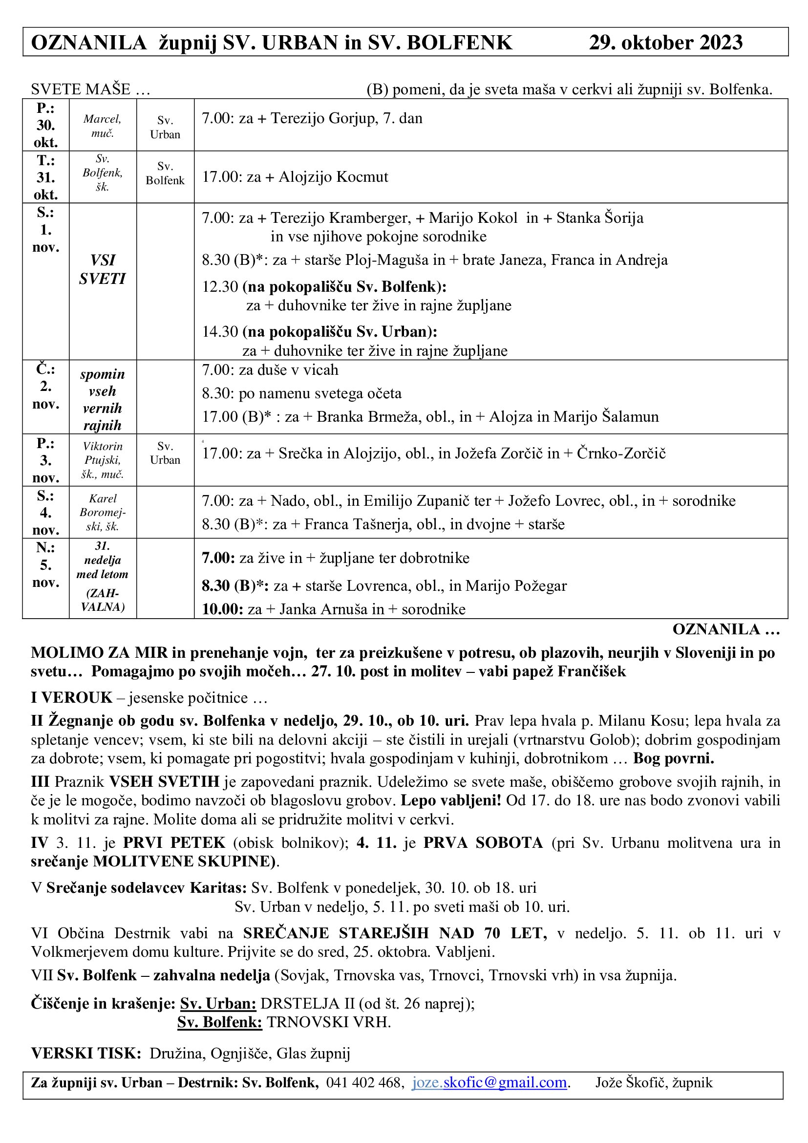 Župnija Sv. Urban ~ Destrnik