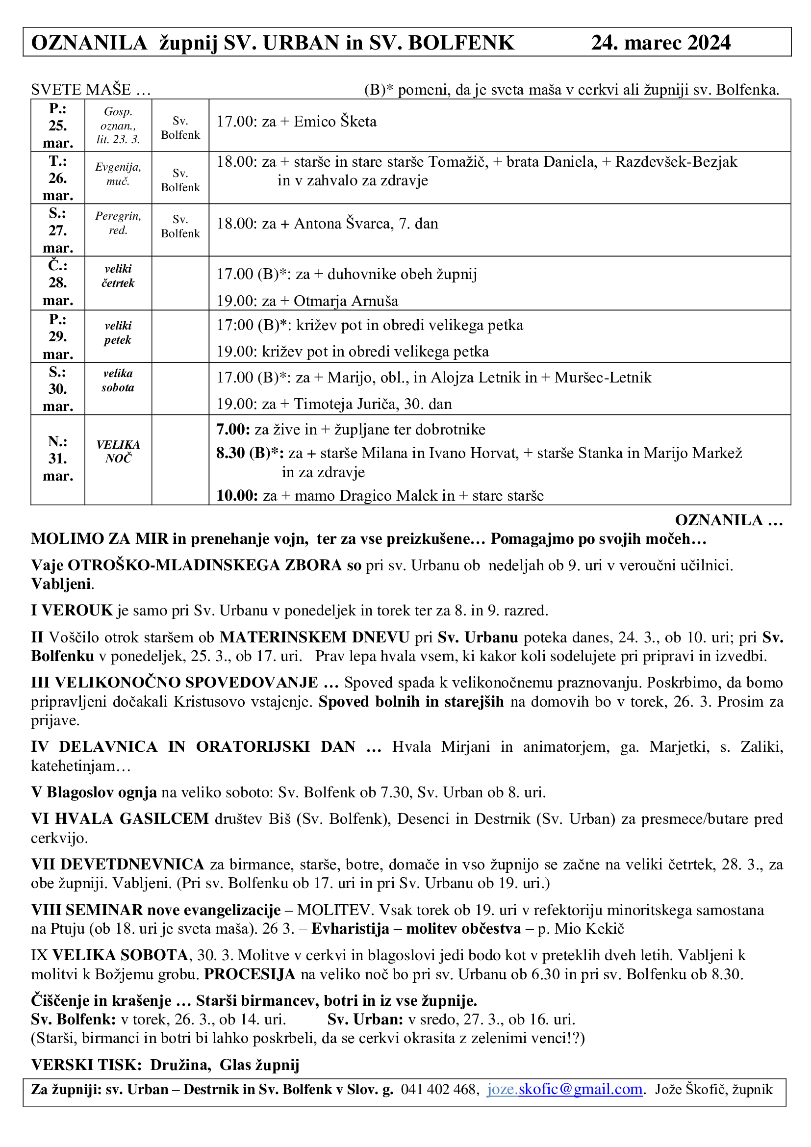 Župnija Sv. Urban ~ Destrnik
