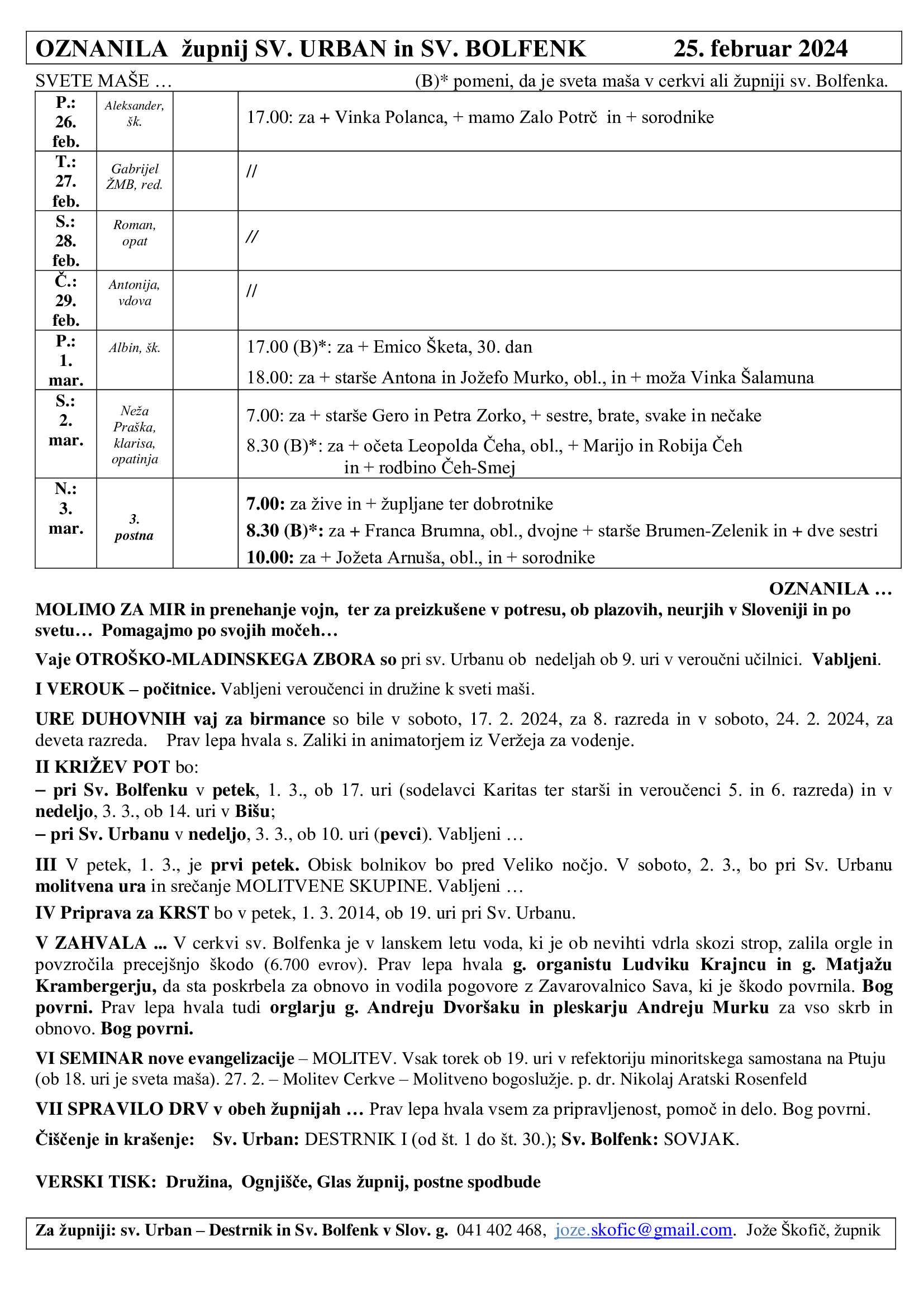 Župnija Sv. Urban ~ Destrnik