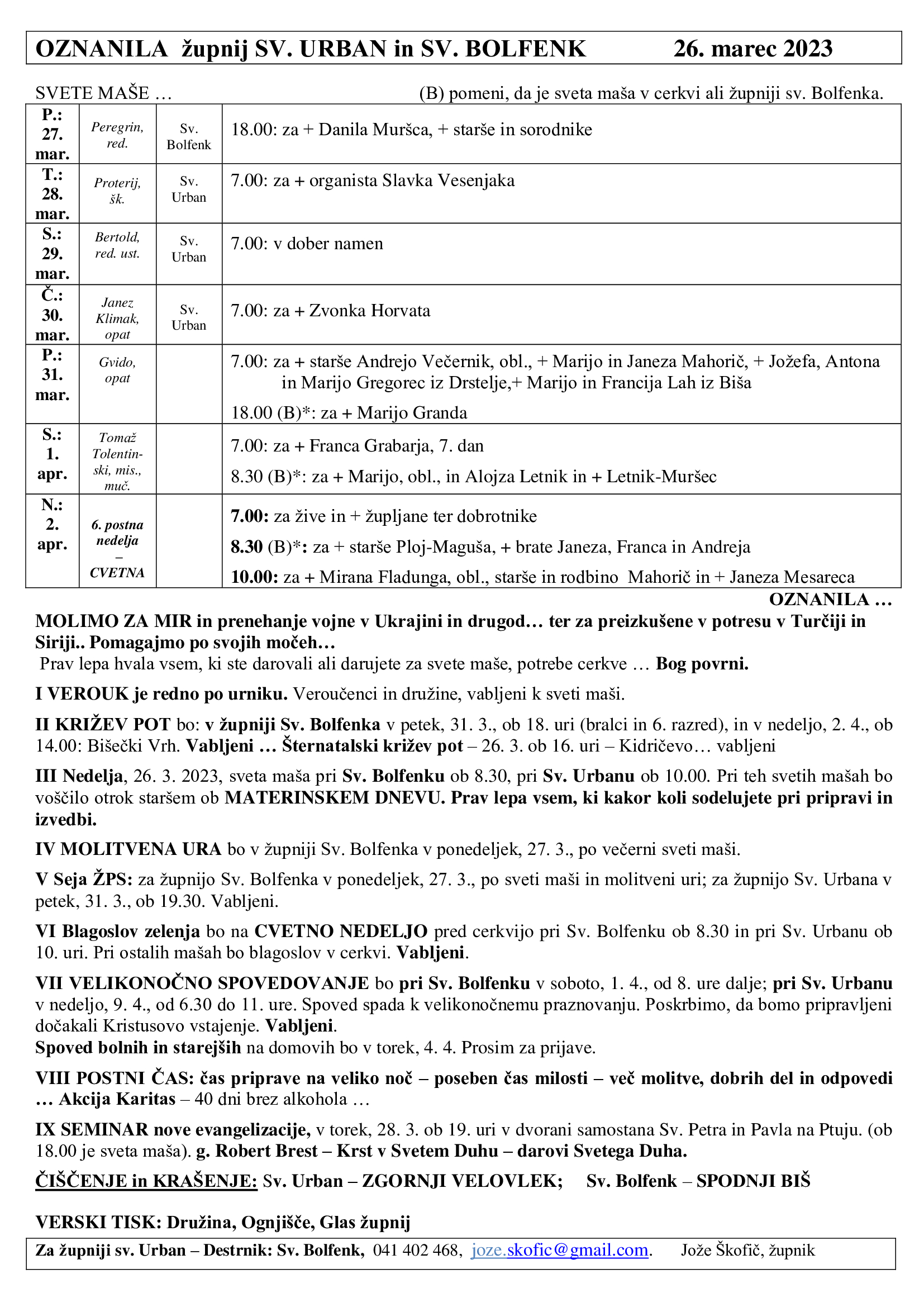 Župnija Sv. Urban ~ Destrnik