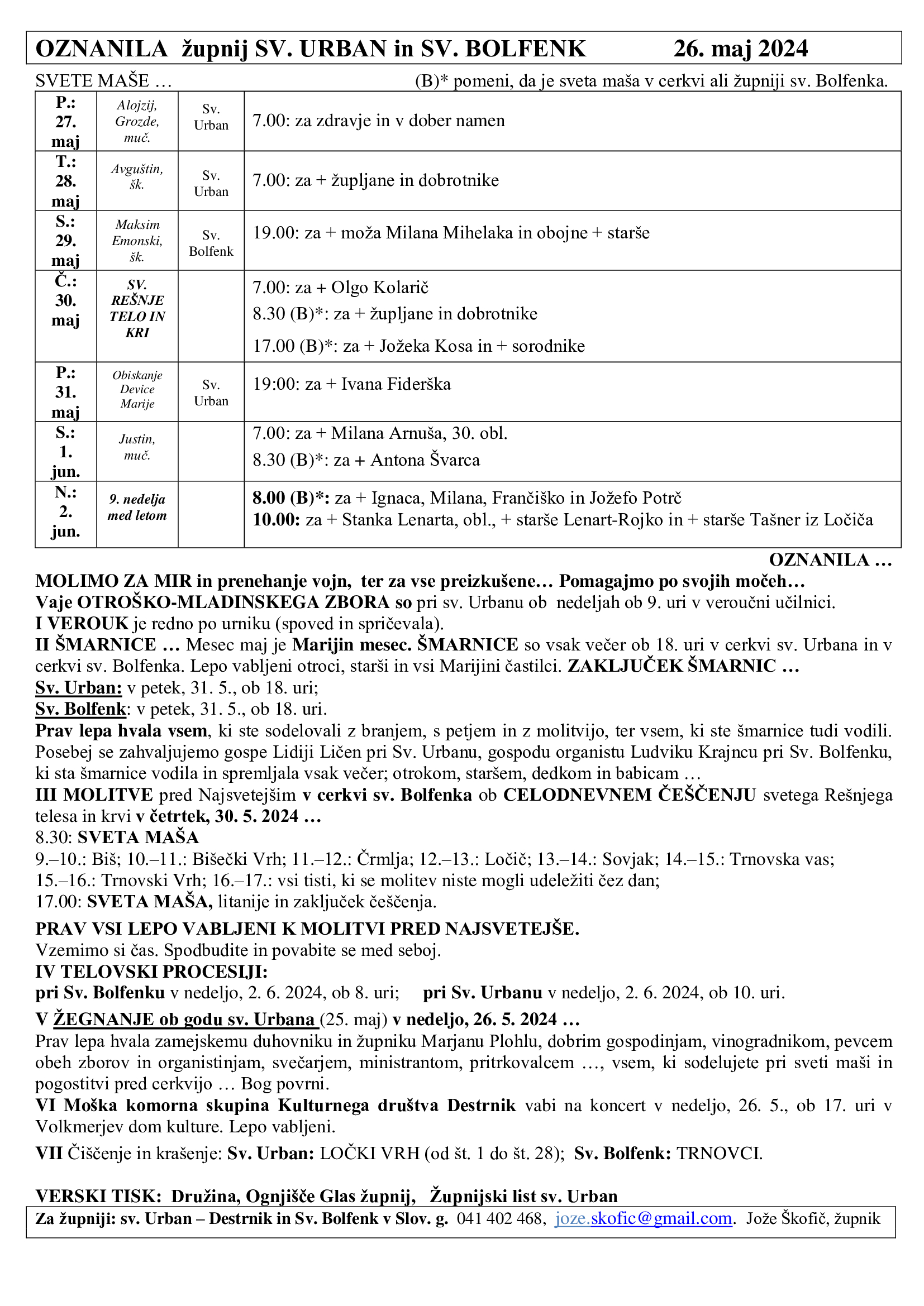 Župnija Sv. Urban ~ Destrnik