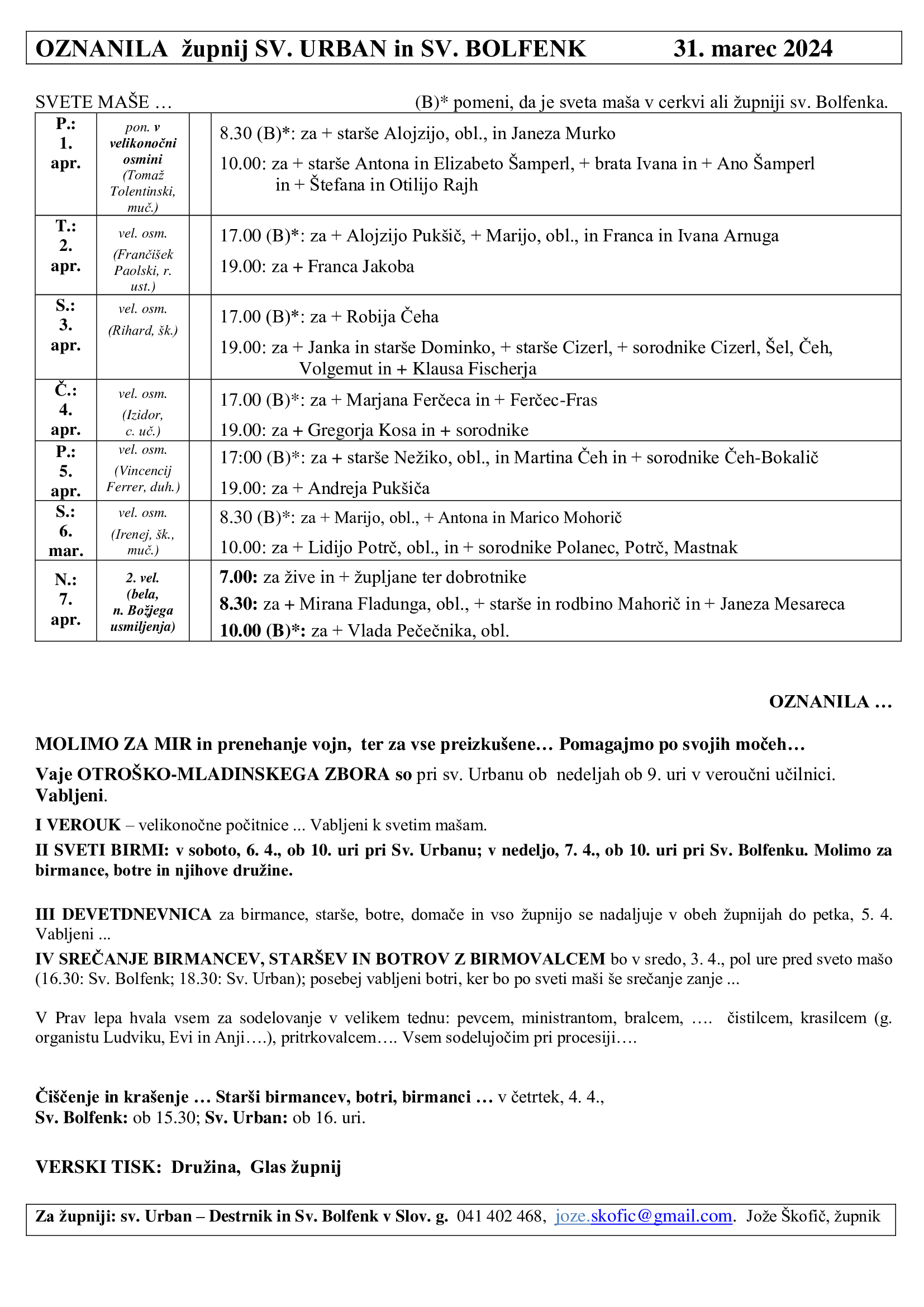 Župnija Sv. Urban ~ Destrnik
