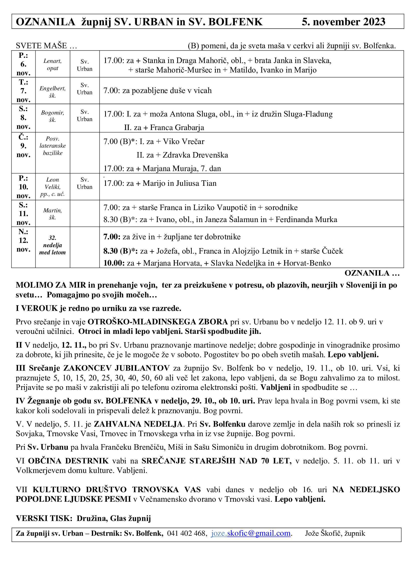 Župnija Sv. Urban ~ Destrnik