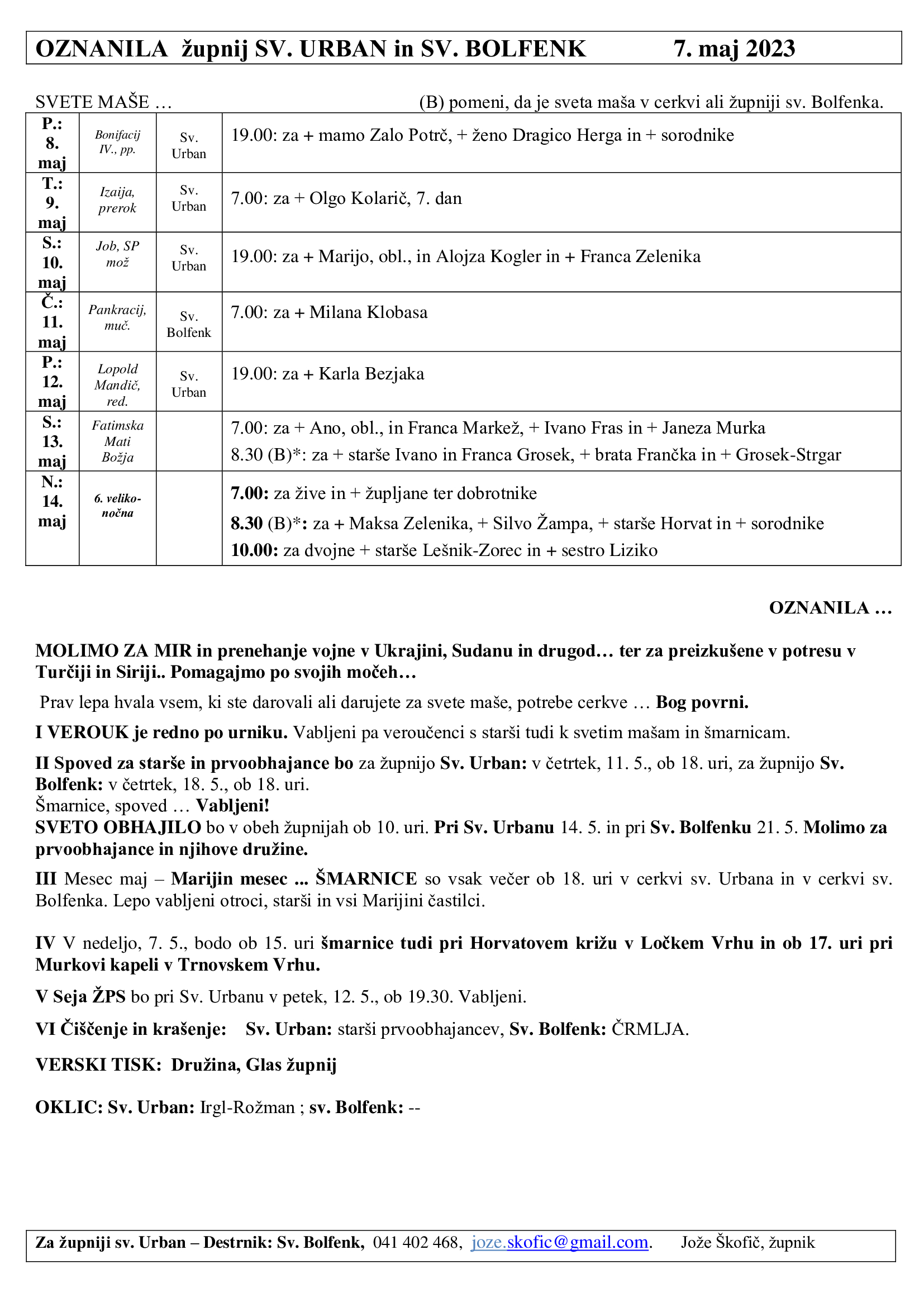 Župnija Sv. Urban ~ Destrnik